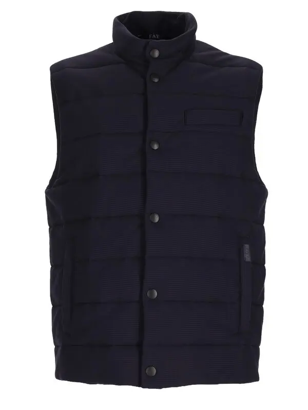 FAY Gilet In Jersey Tecnico Trapuntato - Blue