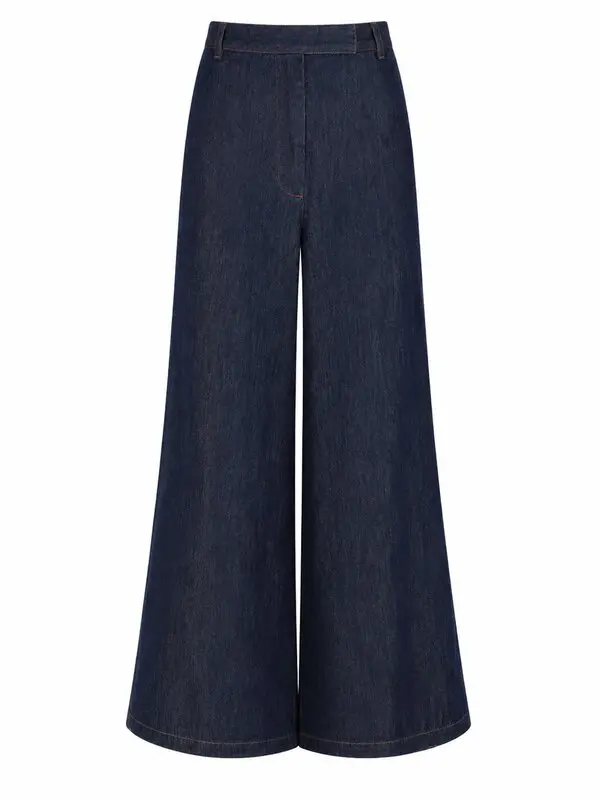 Dries Van Noten Wide Leg Denim Trousers