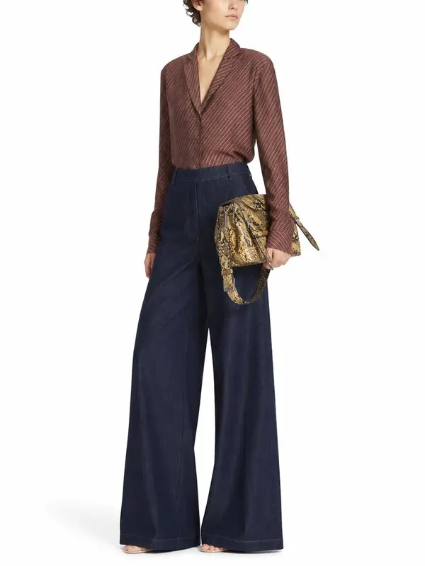 Dries Van Noten Wide Leg Denim Trousers