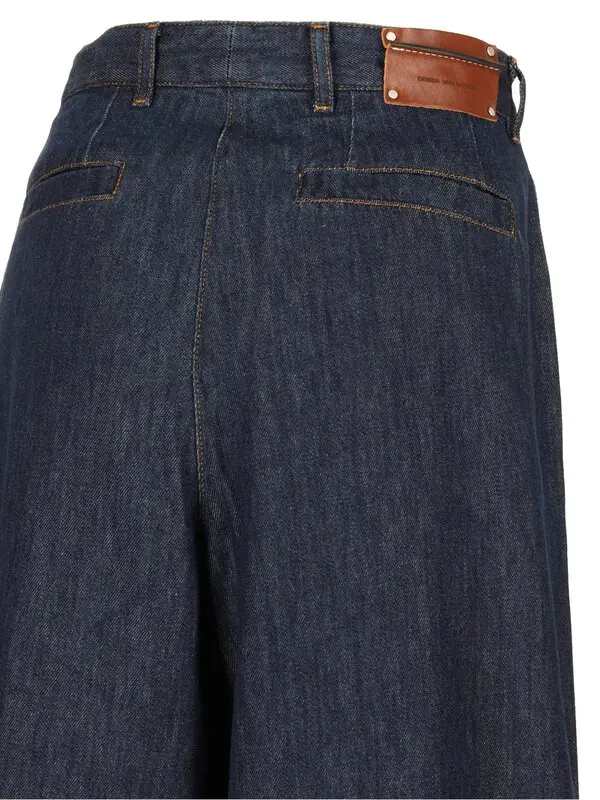 Dries Van Noten Wide Leg Denim Trousers
