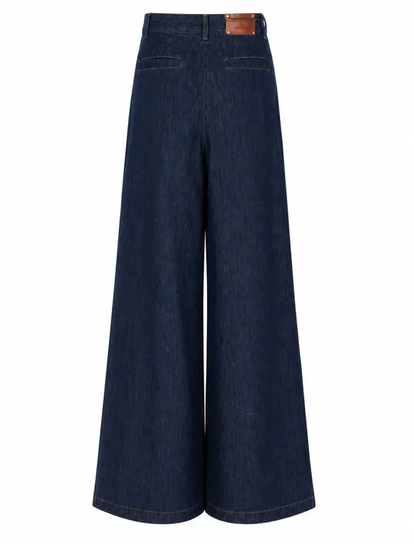 Dries Van Noten Wide Leg Denim Trousers