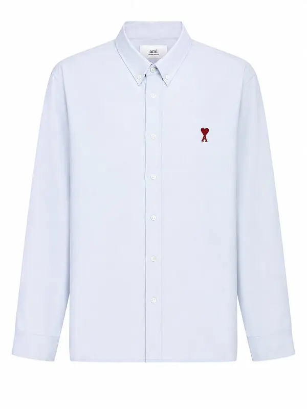 AMI Paris Camicia Con Logo - Azure