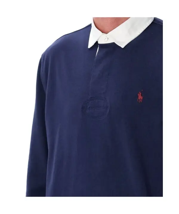 Polo Ralph Lauren Logo Embroidered Rugby Polo Shirt - Black