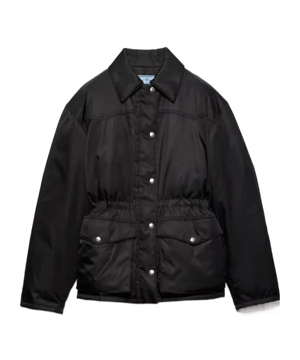 Prada Drawstring Buttoned Down Jacket - Black