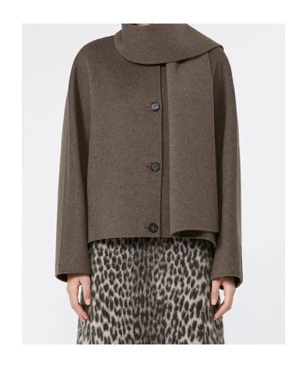 Max Mara Cropped Wool Broadcloth Jacket Medium Grey