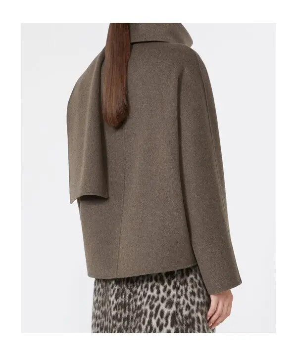 Max Mara Cropped Wool Broadcloth Jacket Medium Grey