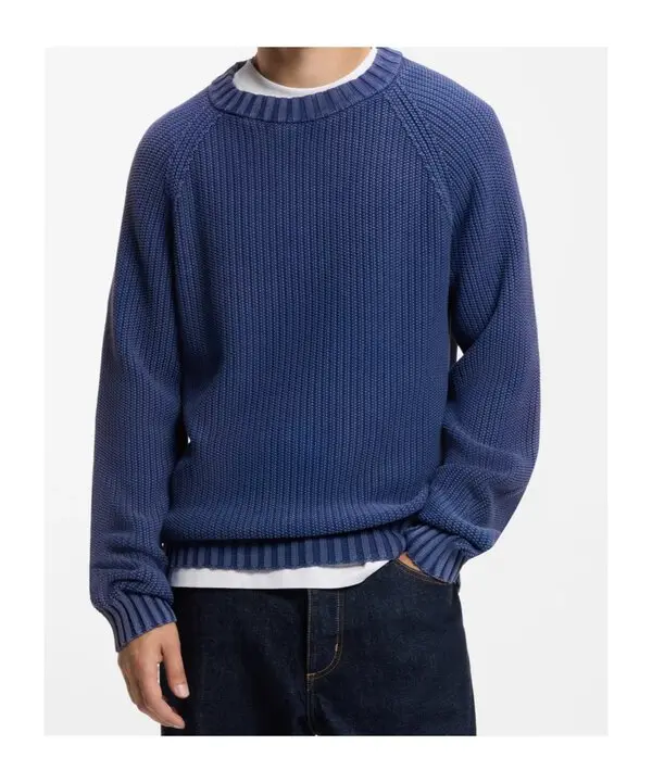 Hugo Boss Cotton Sweater With Ribbed Structure