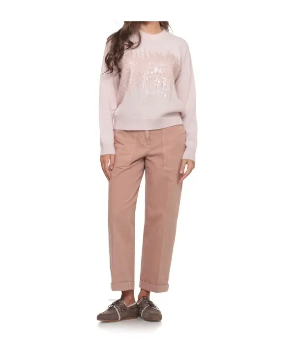 Peserico Sequined Front Knitted Sweater - Pink
