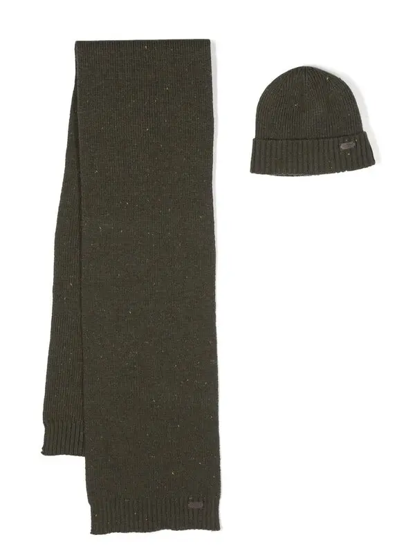 Barbour Wool Blend Knit Scarves With Ribbed Detailing - Green