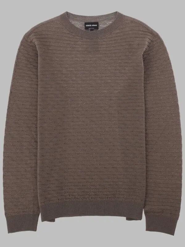 Giorgio Armani S Virgin Wool Crewneck Sweater - Beige