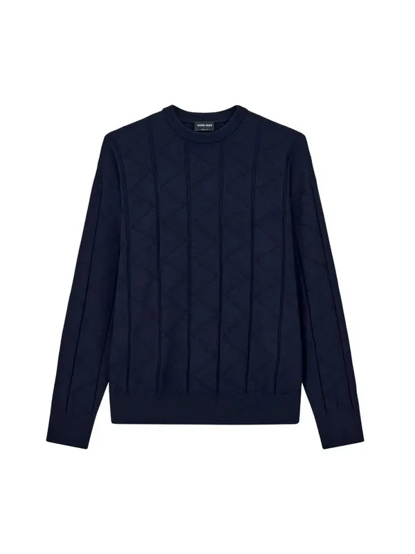 Giorgio Armani Virgin Wool Crewneck Sweater - Navy