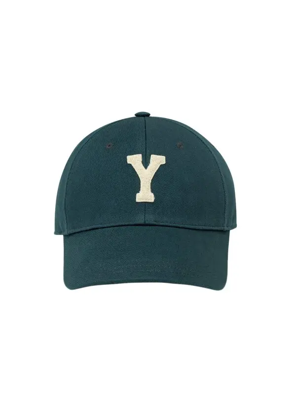 Saint Laurent Cotton Baseball Cap With Front Patch And Adjustable Engraved Closure - Verde