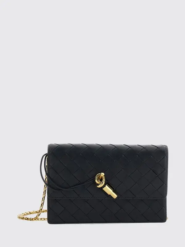 Bottega Veneta Andiamo Mini Intrecciato Lambskin Bag With Chain Strap - Black