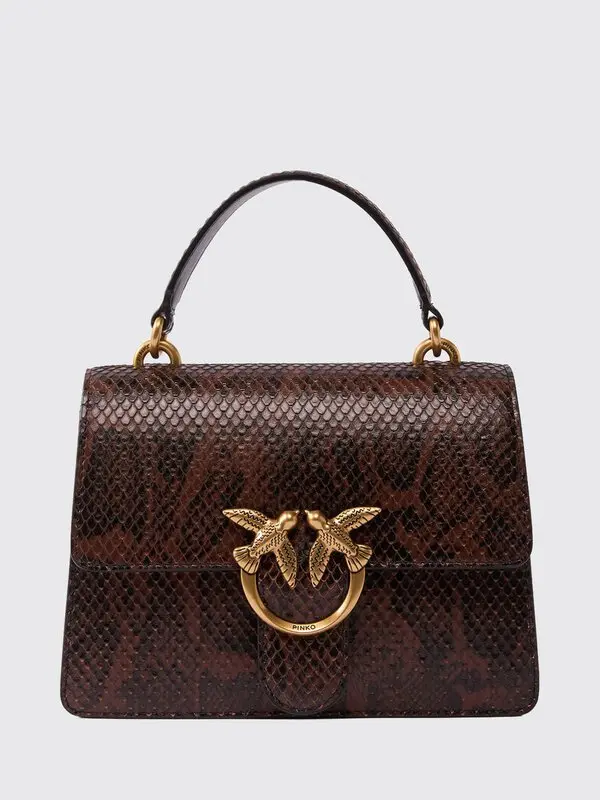 Pinko Love Bag One Mini Python-print Leather Handbag - Brown