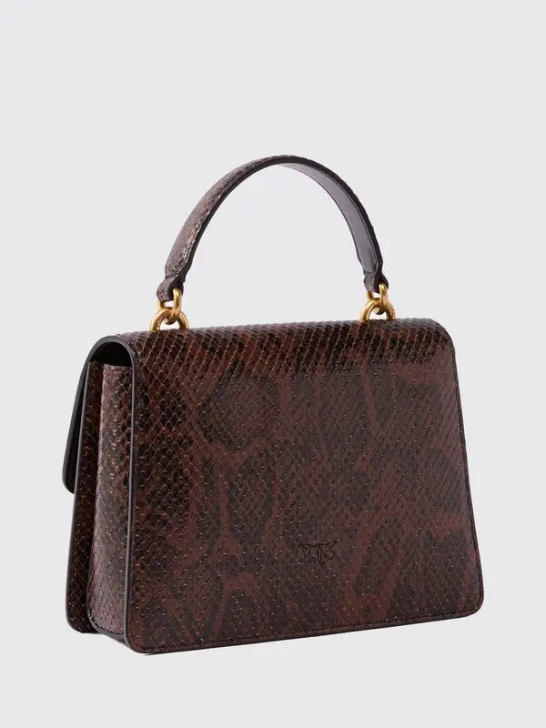 Pinko Love Bag One Mini Python-print Leather Handbag - Brown