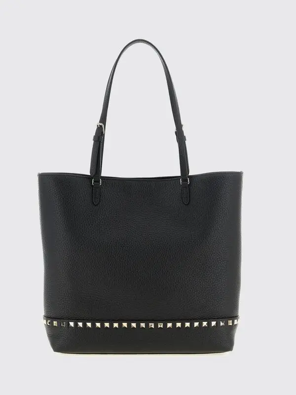 Valentino Garavani Rockstud Grained Leather Tote Bag With Studs - Black