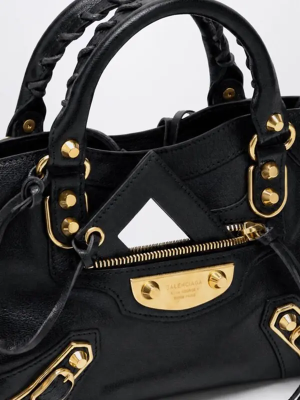 Balenciaga Le City Uptown Studded And Embroidered Leather Handbag - Black