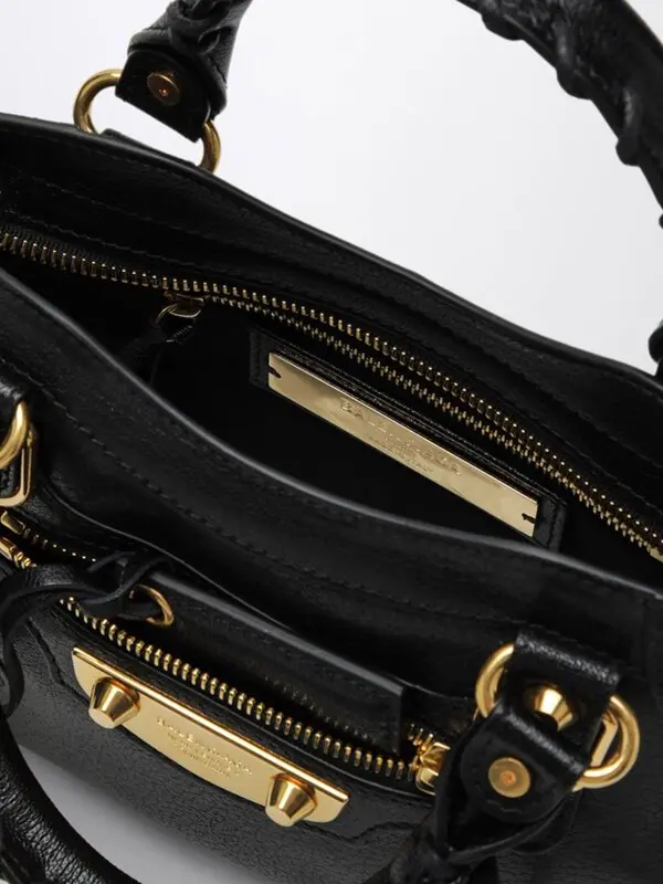 Balenciaga Le City Uptown Studded And Embroidered Leather Handbag - Black