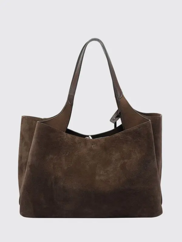 TOD'S Suede Shoulder Bag With T Timeless Logo - Brown
