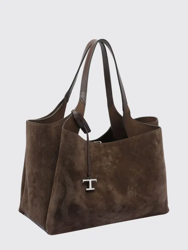 TOD'S Suede Shoulder Bag With T Timeless Logo - Brown