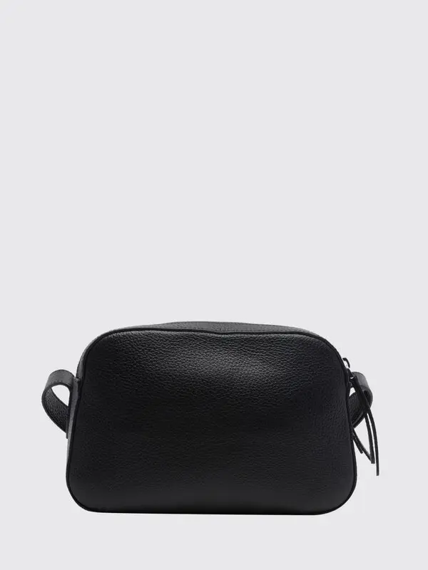 COCCINELLE Grained Leather Crossbody Bag With Zip And Laminated Logo - Black