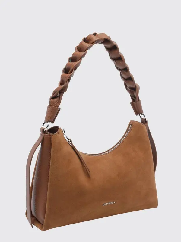 COCCINELLE Boheme Suede Shoulder Bag With Braided Handle