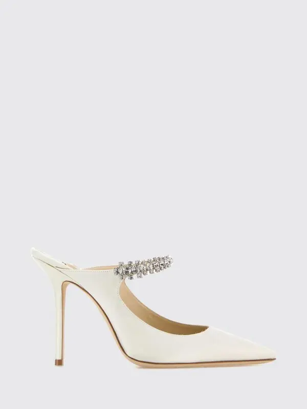 JIMMY CHOO Crystal-embroidered Satin Mules - Ivory