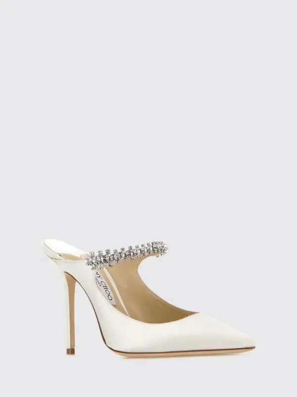 JIMMY CHOO Crystal-embroidered Satin Mules - Ivory