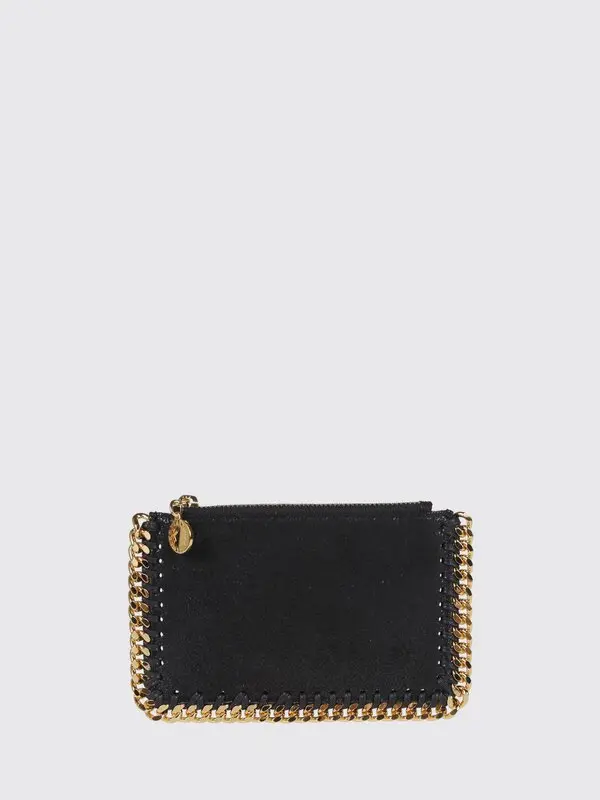 Stella McCartney Falabella Suede-effect Synthetic Leather Flat Card Holder - Black