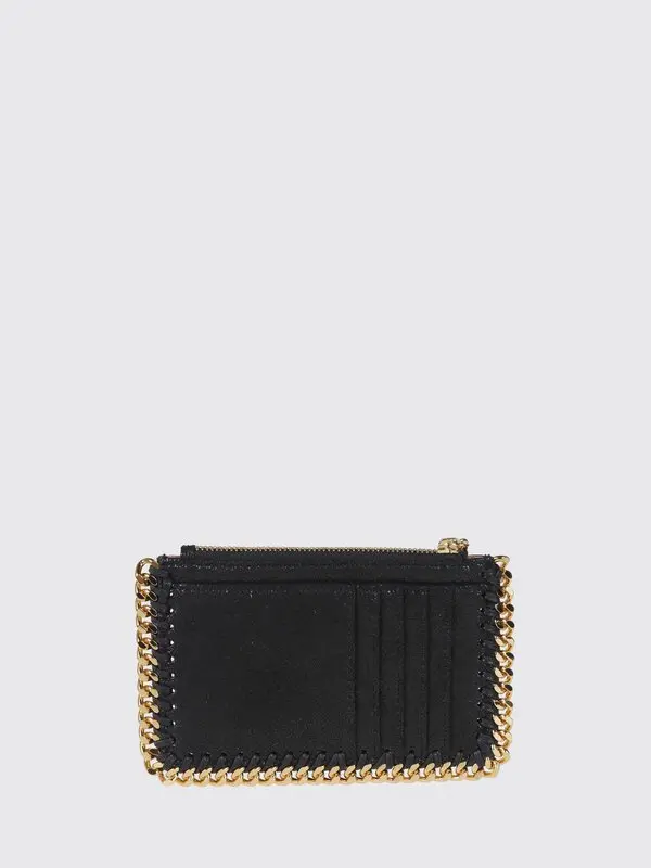 Stella McCartney Falabella Suede-effect Synthetic Leather Flat Card Holder - Black