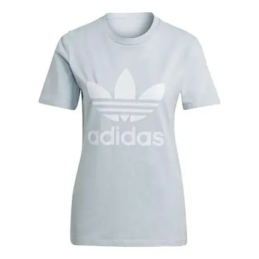 Adidas Originals Trefoil Tee Logo Printing Sports Short Sleeve Gray Blue T-shirt - Default Color