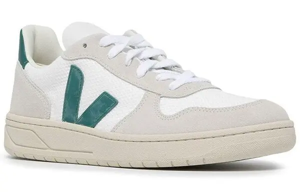 VEJA V-10 B-mesh Lace-up Sneakers 'white Beige Green - White/beige/green