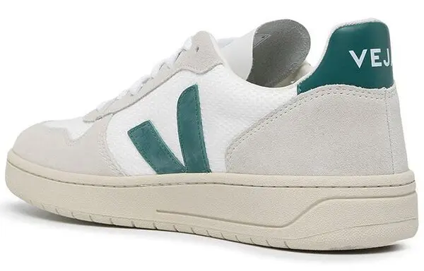VEJA V-10 B-mesh Lace-up Sneakers 'white Beige Green - White/beige/green