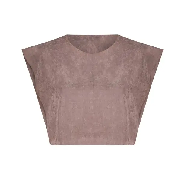 ÚCHÈ Soft Suede Sleeveless Crop Shirt