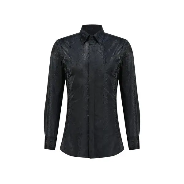 ÚCHÈ Snake Skin Collared Shirt