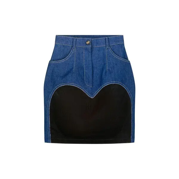 ÚCHÈ Denim Heart Skirt