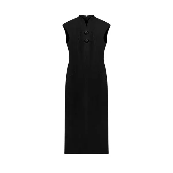 NOCTURNE Padded Shoulder Button Detail Maxi Dress - Black