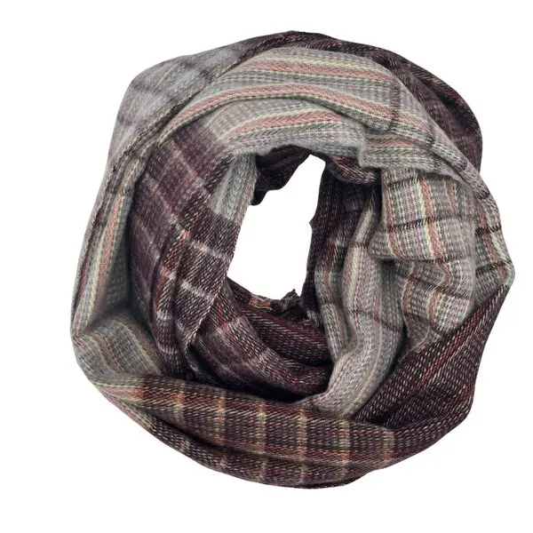 HERITAGEMODA Neutrals / Soft Wool Cotton Blend Plaid Scarf – Beige & Burgundy Checked Scarf