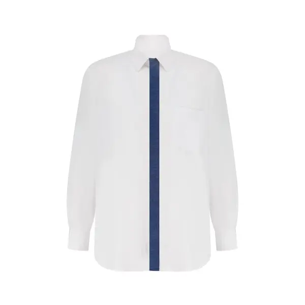 ÚCHÈ White / Blue White Shirt With Denim Patch
