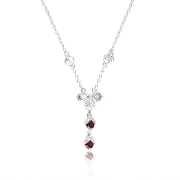 HERITAGEMODA Sterling Silver Garnet Pendant Necklace - Red/silver