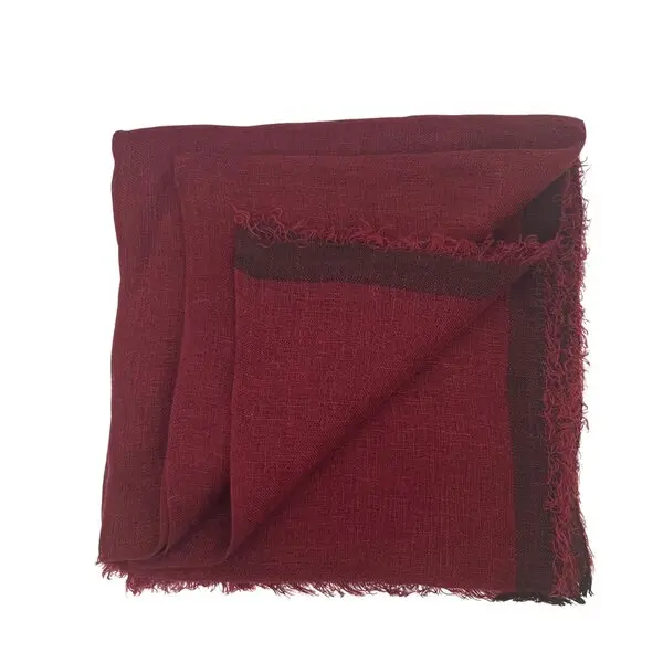 HERITAGEMODA Premium Burgundy Extra Large Linen Scarf Handwoven Fair Trade - Red