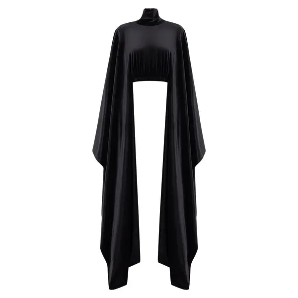 ÚCHÈ Velvet Agbada Sleeves Crop Top