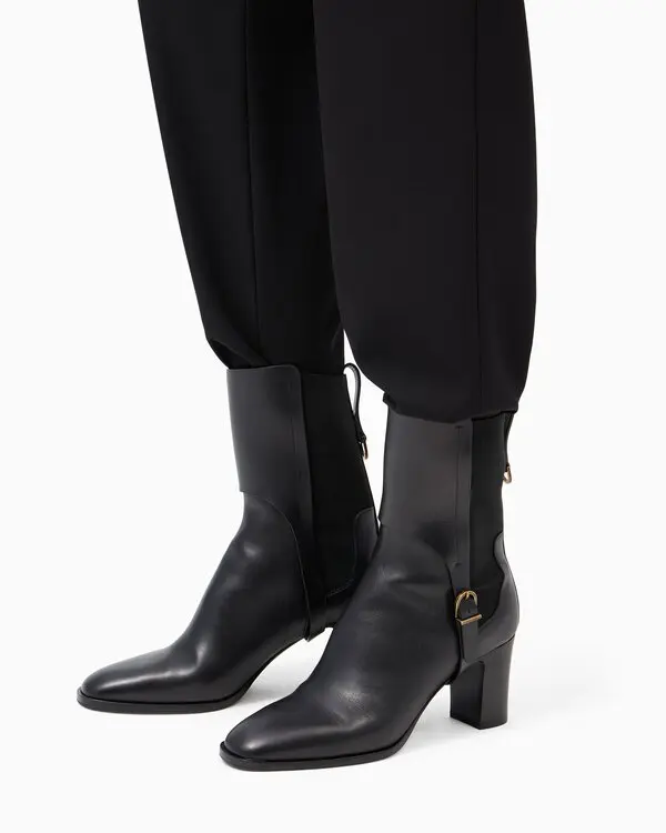 Giorgio Armani Leather Boot With Rubber Details