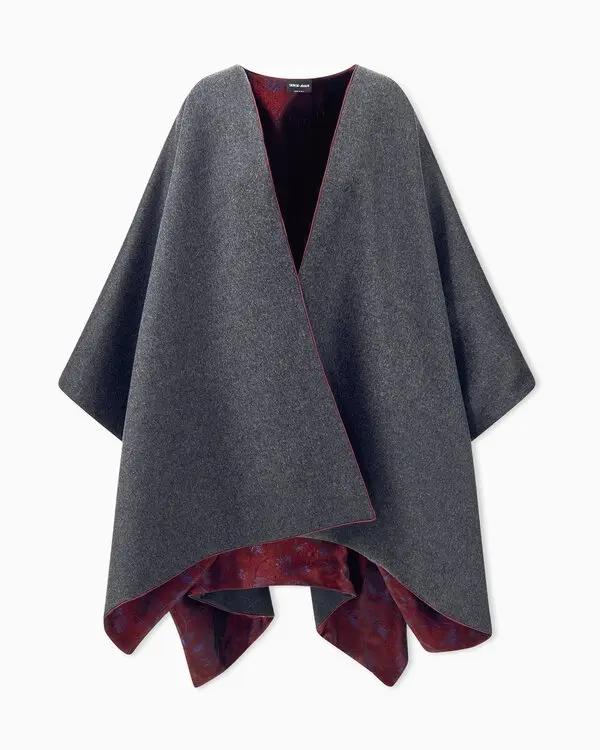 Giorgio Armani Double Compact Virgin Wool, Viscose And Silk Poncho