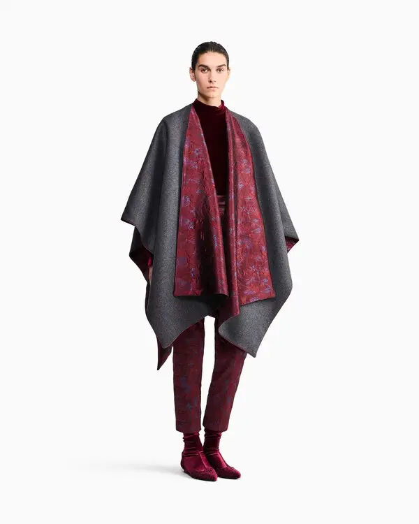 Giorgio Armani Double Compact Virgin Wool, Viscose And Silk Poncho