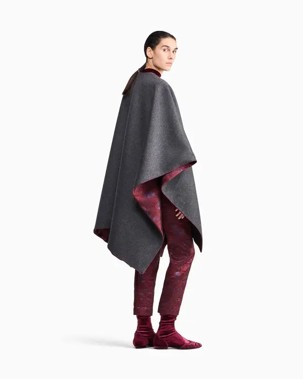 Giorgio Armani Double Compact Virgin Wool, Viscose And Silk Poncho