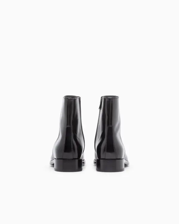 Giorgio Armani Boots In Brushed Leather With Leather Sole