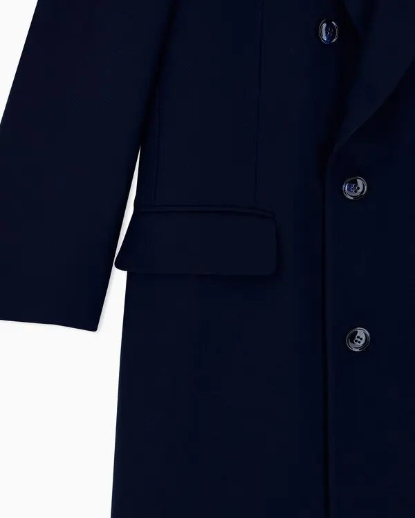 Giorgio Armani Coat Regular Fit In Chevron Virgin Wool And Cashmere