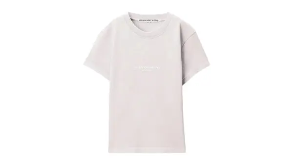 Alexander Wang Shrunken Short Sleeve Logo Print Tee Shirt