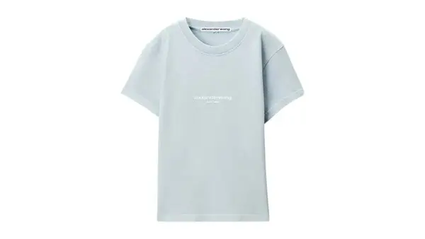 Alexander Wang Shrunken Short Sleeve Logo Print Tee Shirt